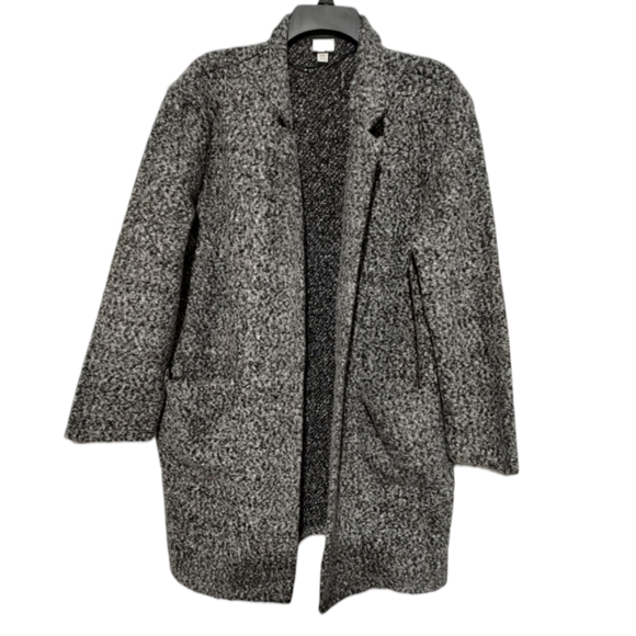 a new day | Jackets & Coats | Gray Black Tweed Knee Length Open Jacket ...